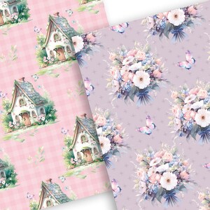 Watercolor Fairy Tale Digital Paper Pack, Fairy Pattern, Swing, Flower ...