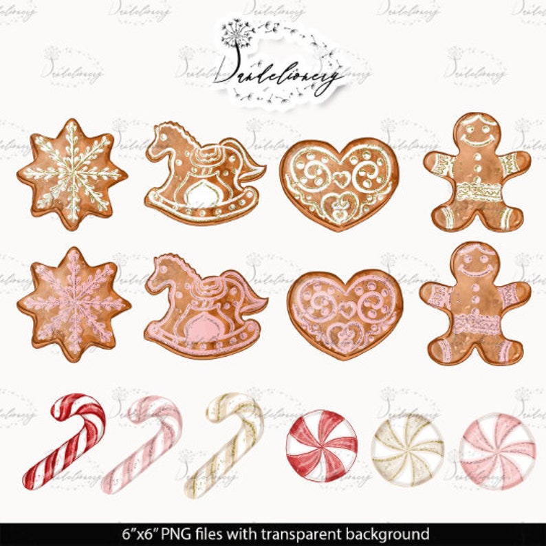 Gingerbread Watercolor Clipart, Christmas Clipart, Cute Gingerbread ...