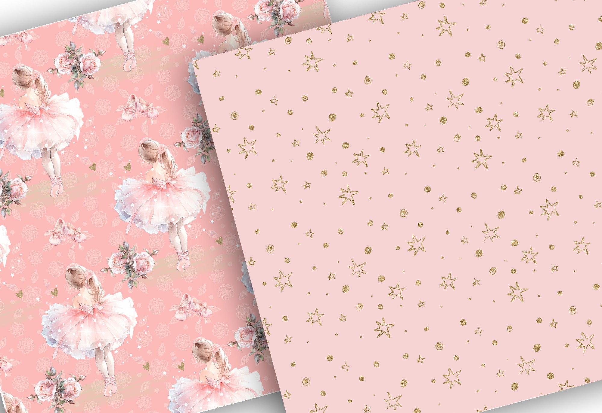 Watercolor Sweet Ballerinas Digital Paper Pack, Nursery Pattern ...