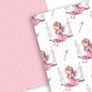 Watercolor Fairy Tale Digital Paper Pack, Fairy Pattern, Swing, Flower ...
