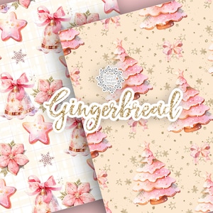 Watercolor Gingerbread Cookie Digital Paper Pack, Xmas Clipart ...