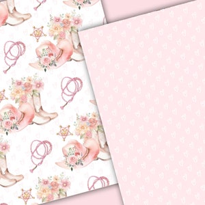 Cute Cowgirl Digital Paper Pack, Pink Cowgirl Pattern, Baby Girl Cow ...