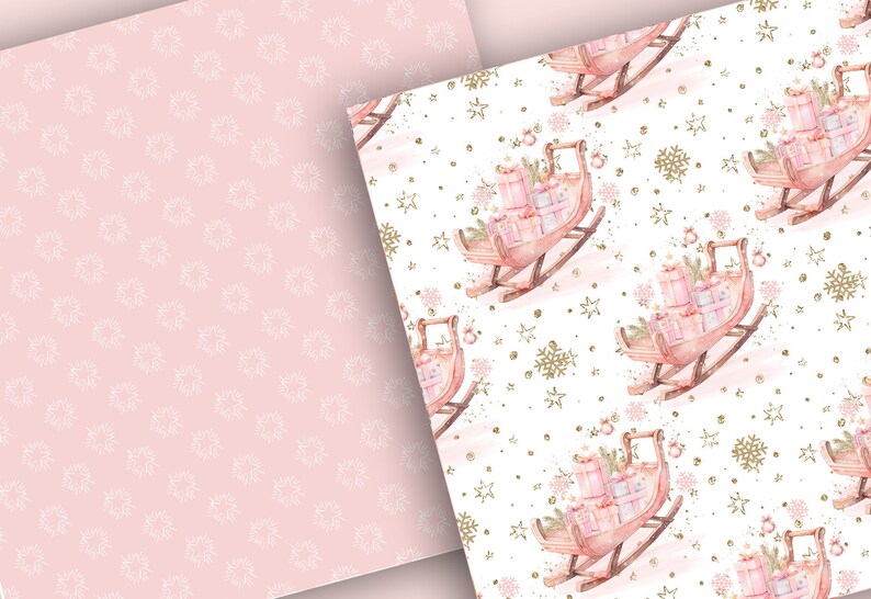 Pink Winter Digital Paper Pack Xmas Pattern Cute Christmas - Etsy