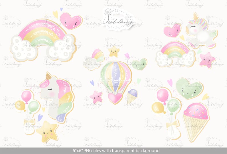 Watercolor Unicorns Clipart Rainbow Unicorns Download - Etsy