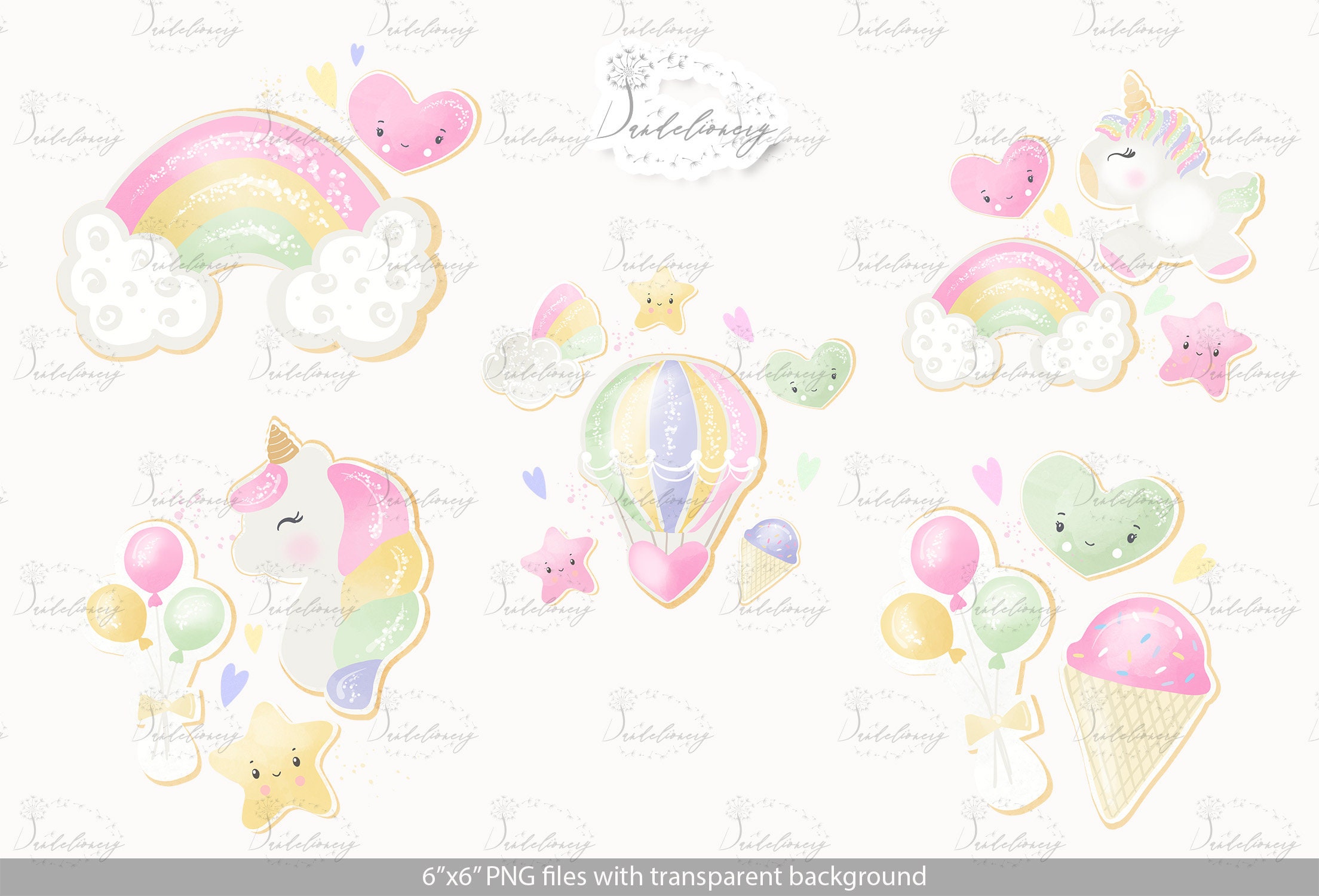 Watercolor Unicorns Clipart Rainbow Unicorns Download - Etsy