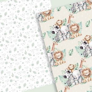 Sweet Safari Animals Digital Paper Pack, Watercolor Safari Nursery ...