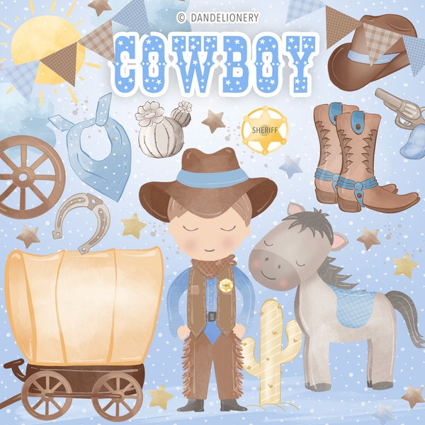 Cowboy Clipart - Etsy