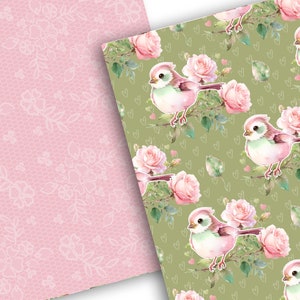 Watercolor Pink Roses Digital Paper Pack, Spring Pattern, Romantic ...