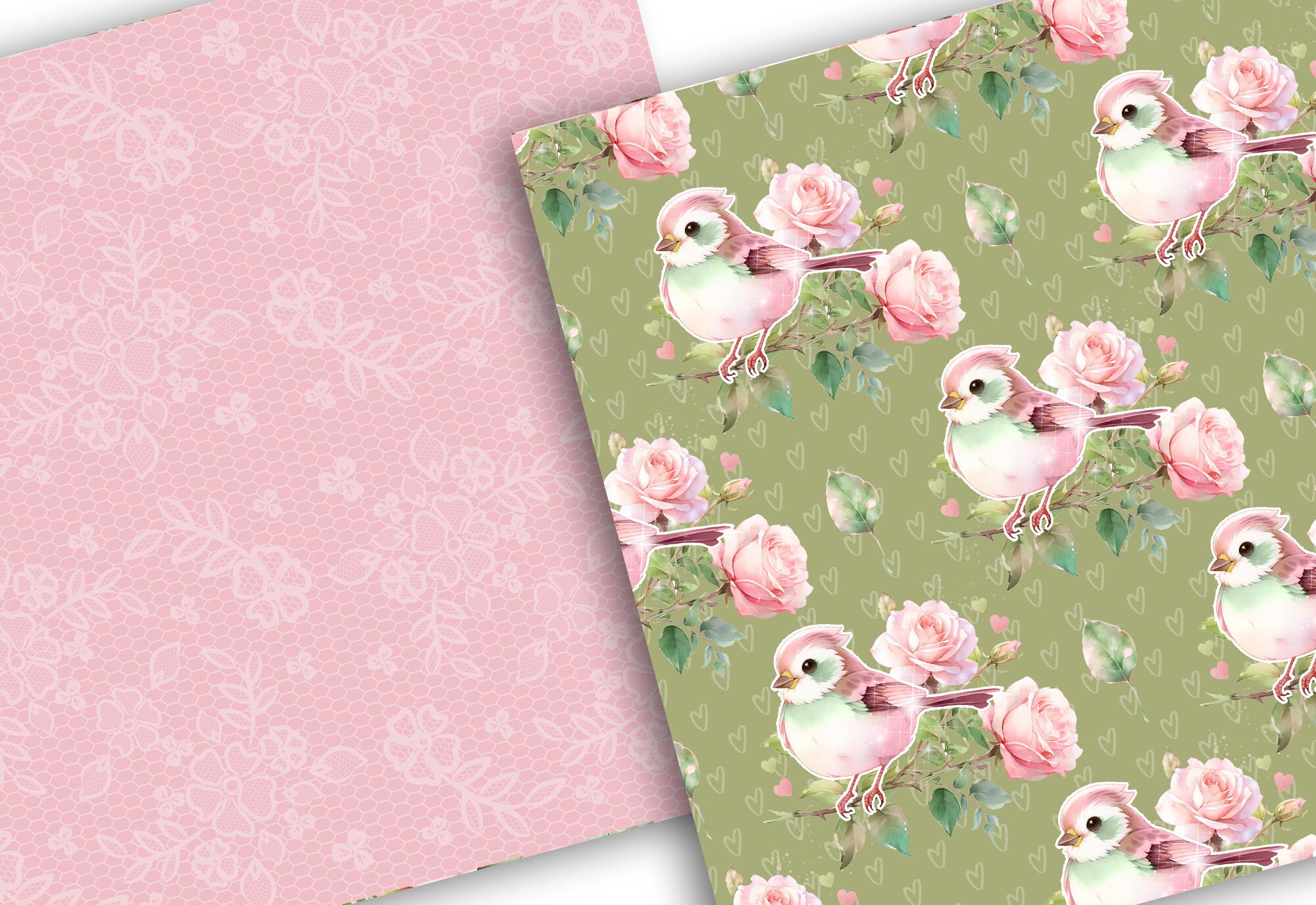 Watercolor Pink Roses Digital Paper Pack Spring Pattern - Etsy