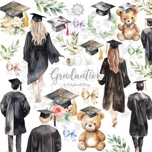 Watercolor Graduation Clipart, Png, Graduation Cap, Graduation Clipart ...