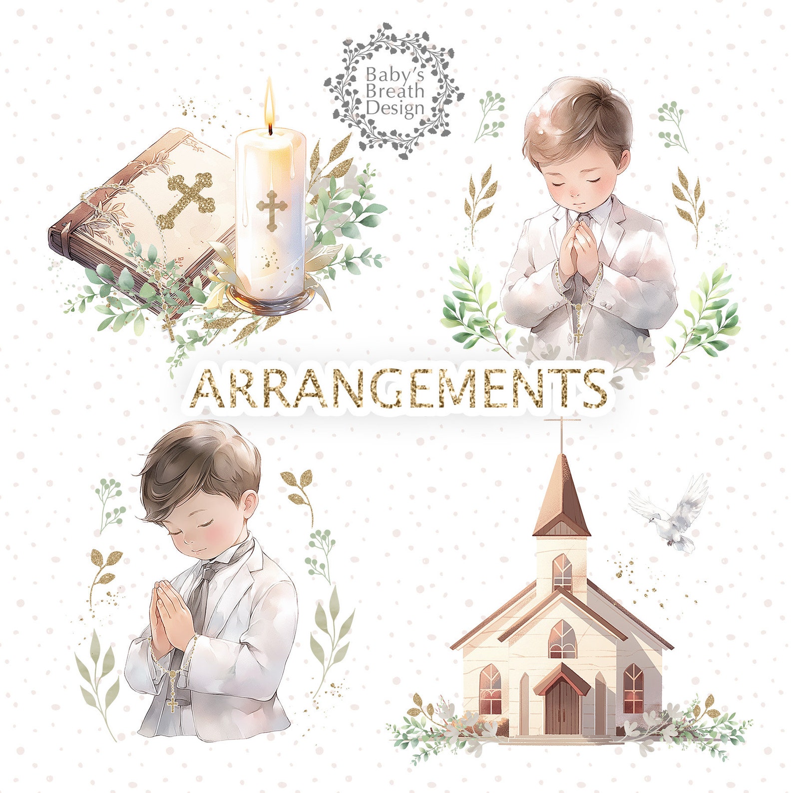 Watercolor First Communion Clipart Watercolor Clipart First - Etsy UK