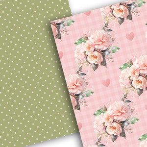 Watercolor Pink Roses Digital Paper Pack, Spring Pattern, Romantic ...