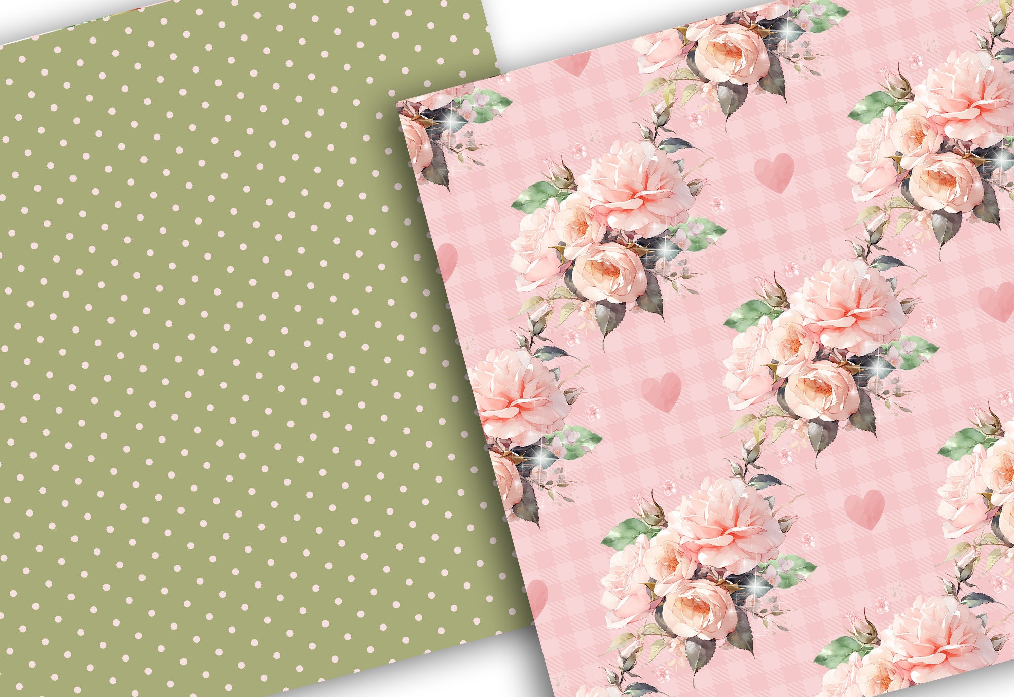 Watercolor Pink Roses Digital Paper Pack Spring Pattern - Etsy