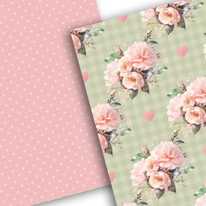 Watercolor Pink Roses Digital Paper Pack, Spring Pattern, Romantic ...