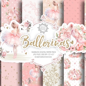 Watercolor Sweet Ballerinas Digital Paper Pack, Nursery Pattern ...