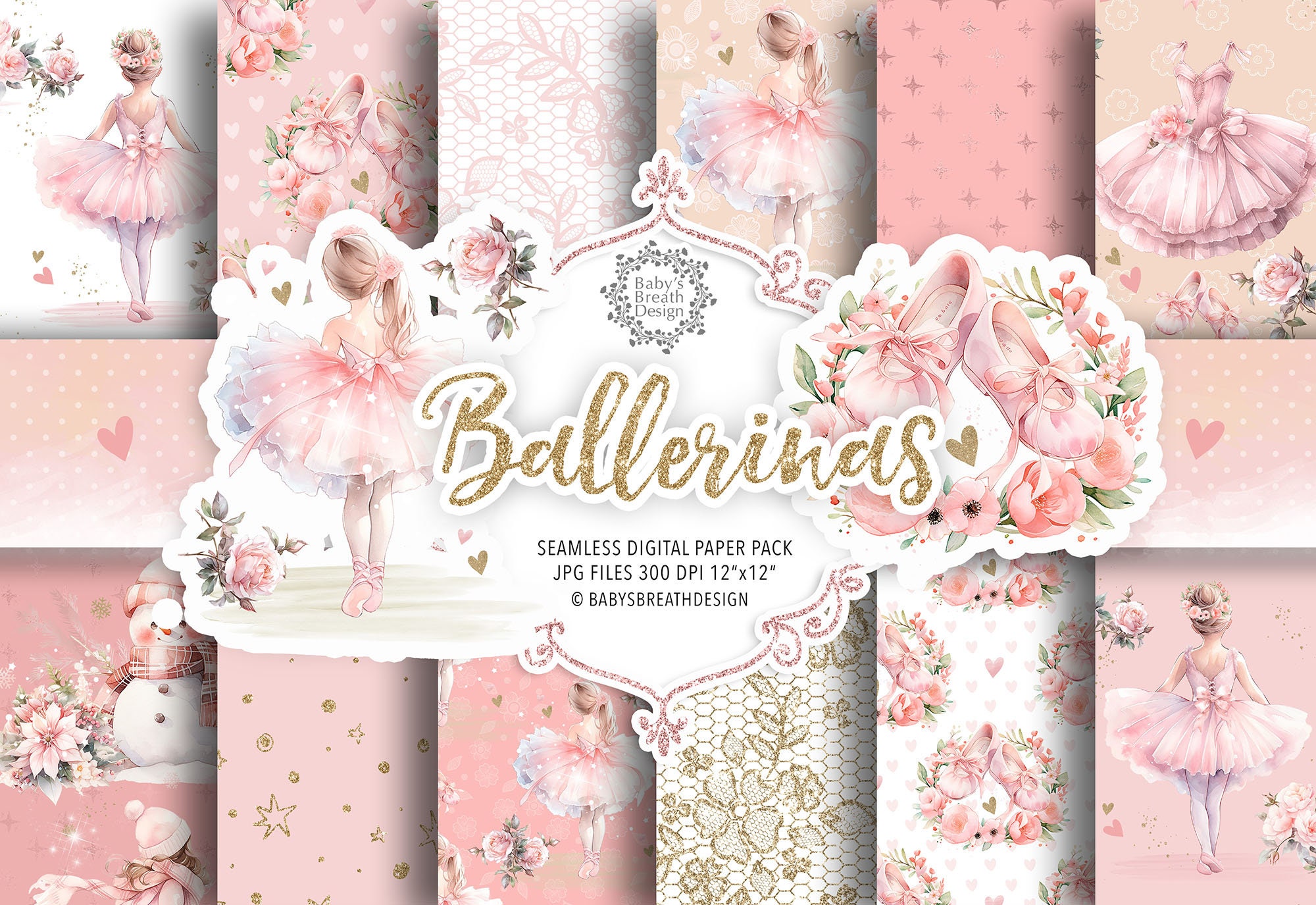 Watercolor Sweet Ballerinas Digital Paper Pack Nursery - Etsy