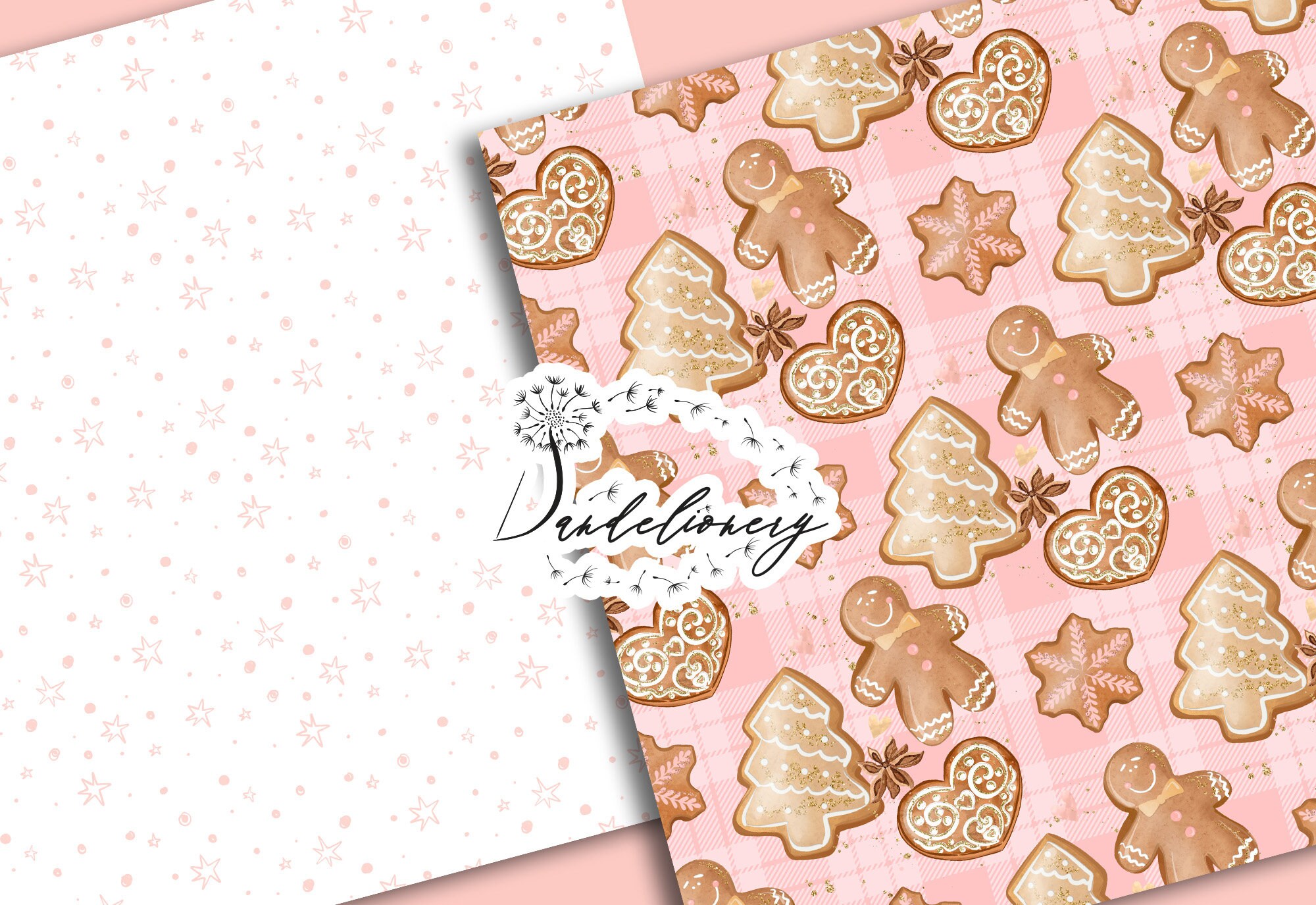Watercolor Gingerbread Cookie Digital Paper Pack, Xmas Pattern ...