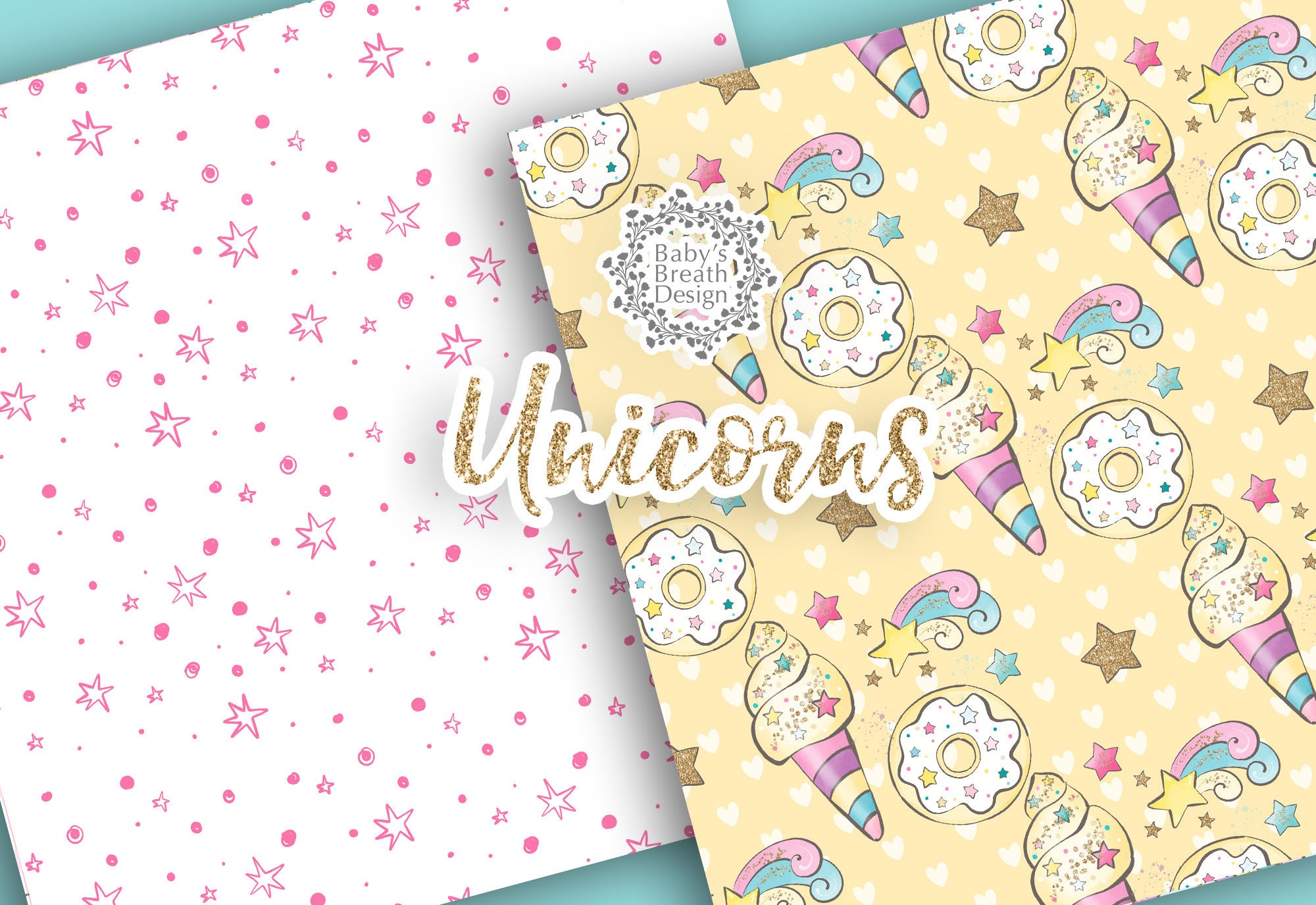 Unicorn Digital Paper Pack Rainbow Pattern Butterfly - Etsy