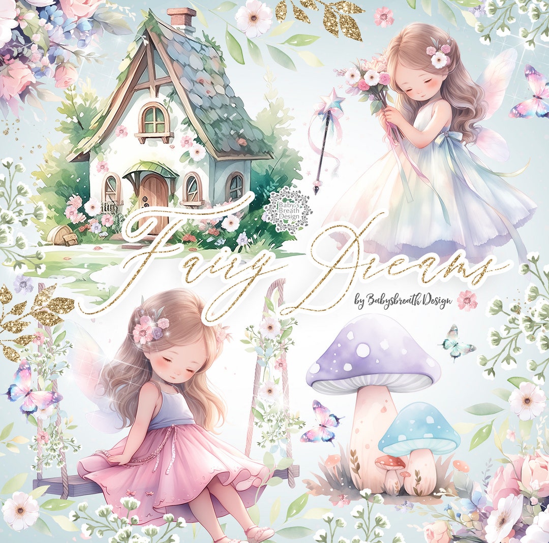 Watercolor Fairy Tale Digital Design, Fairy Clipart, Romantic Clipart ...