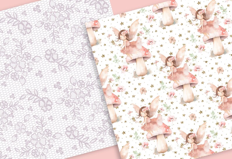 Watercolor Fairy Tale Digital Paper Pack, Fairy Pattern, Swing, Flower ...