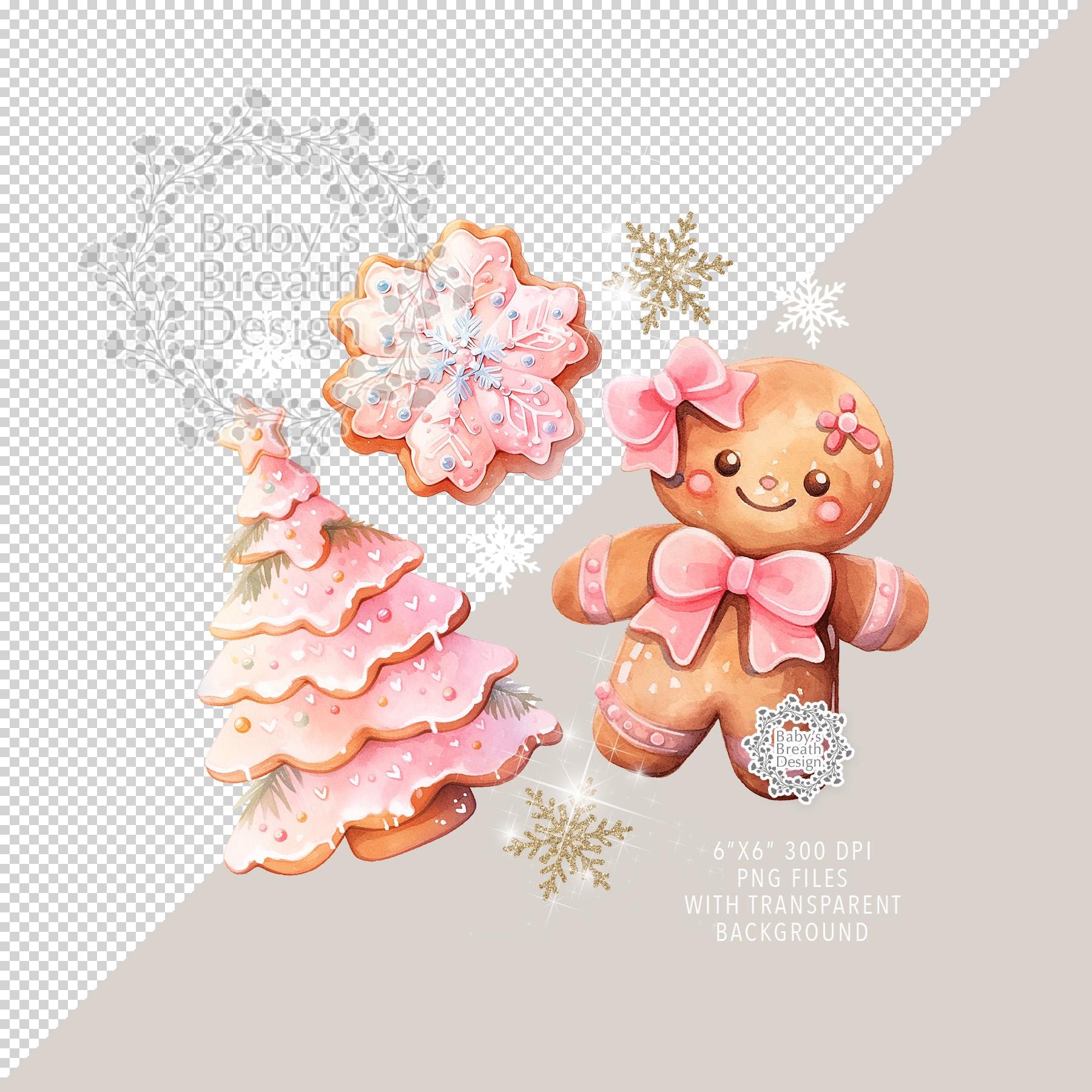 Watercolor Gingerbread Cookie Digital Design, Xmas Clipart, Christmas ...