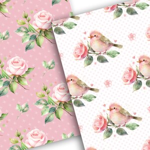 Watercolor Pink Roses Digital Paper Pack, Spring Pattern, Romantic ...