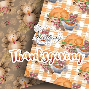 Watercolor Thanksgiving Digital Paper Pack, Autumn Leaves, Thanksgiving ...