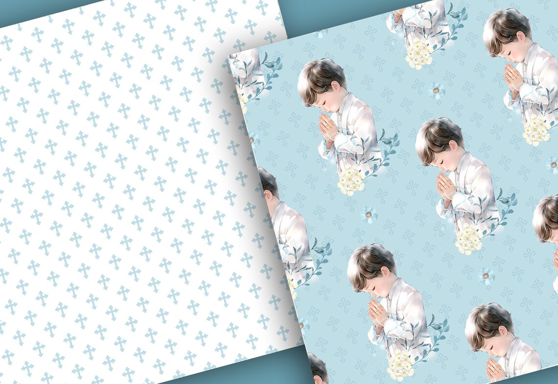 Watercolor First Communion Digital Paper Pack, Watercolor First ...