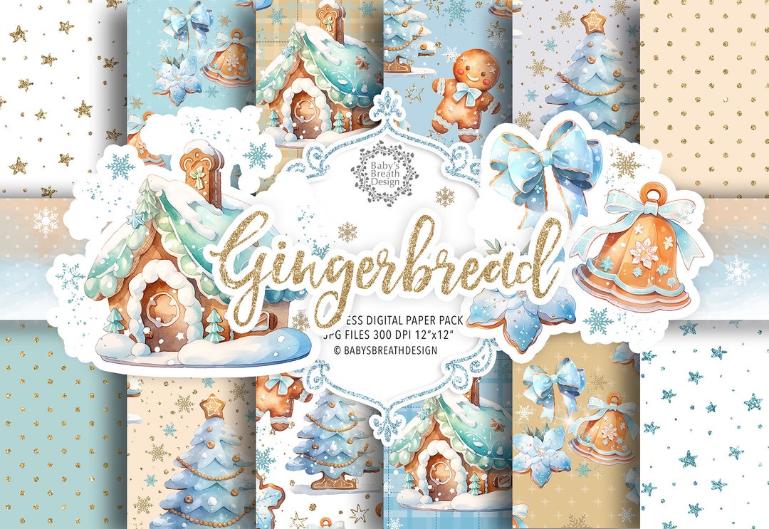 Watercolor Gingerbread Cookie Digital Paper Pack, Xmas Clipart ...