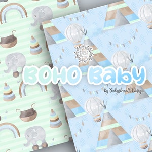 Watercolor Boho Rainbow Digital Paper Pack , Rainbows Pattern, Instant ...