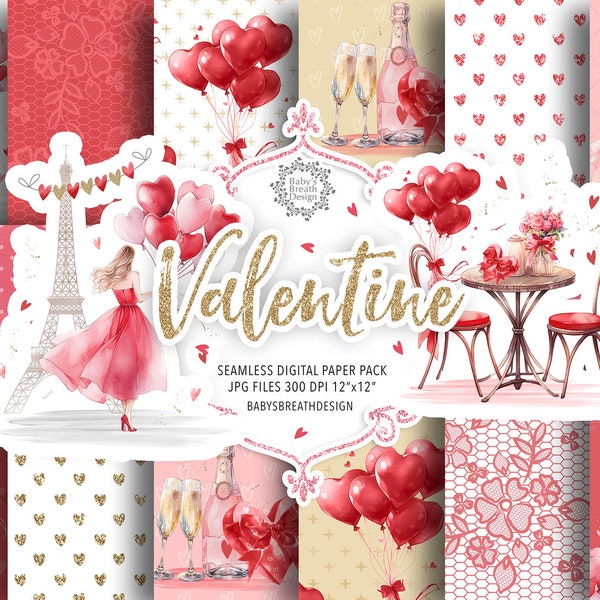 Valentine Digital Paper - Etsy