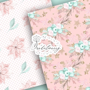 Watercolor Hello Winter Digital Paper, Christmas, Branches, Christmas ...