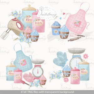 Watercolor Sweet Baking Design, Kitchen Clipart, Instant Download ...