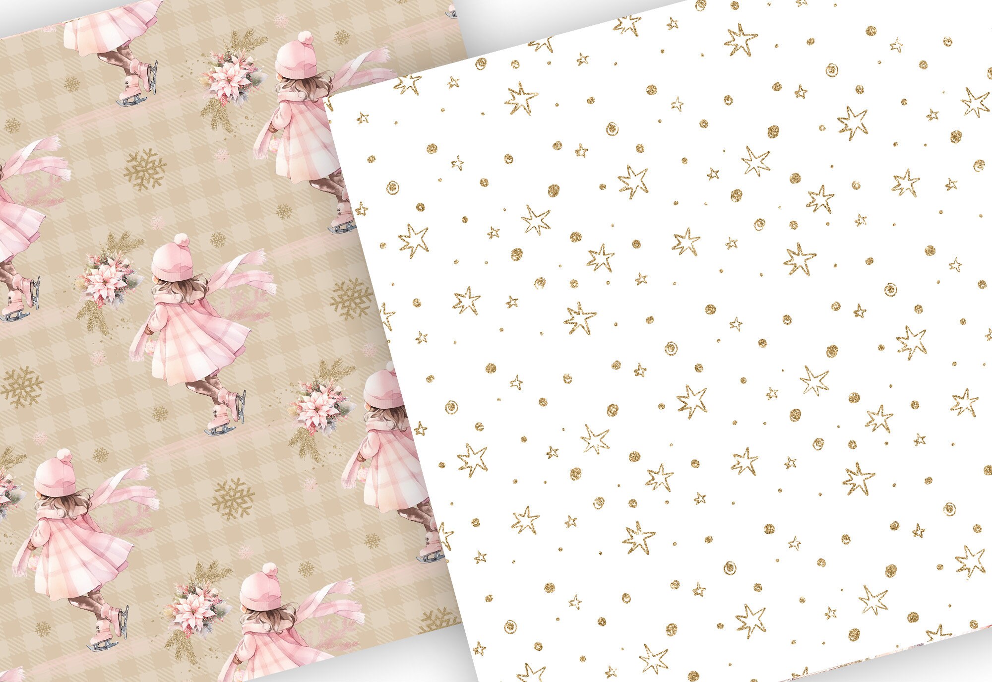 Paquete de papel digital de Navidad rosa patrón de Navidad - Etsy España