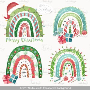 Watercolor Christmas Rainbow Clipart, Rainbows Clipart, Instant ...