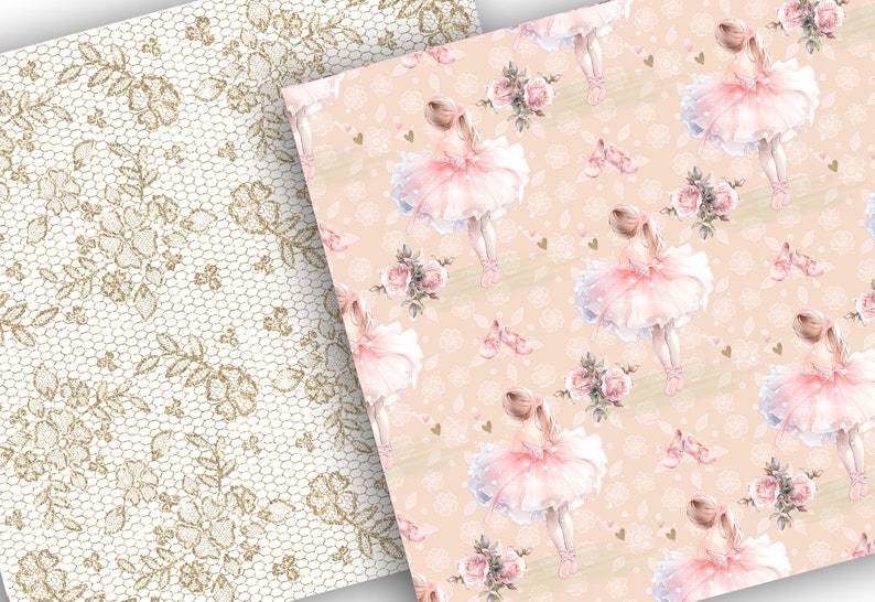 Watercolor Sweet Ballerinas Digital Paper Pack, Nursery Pattern ...