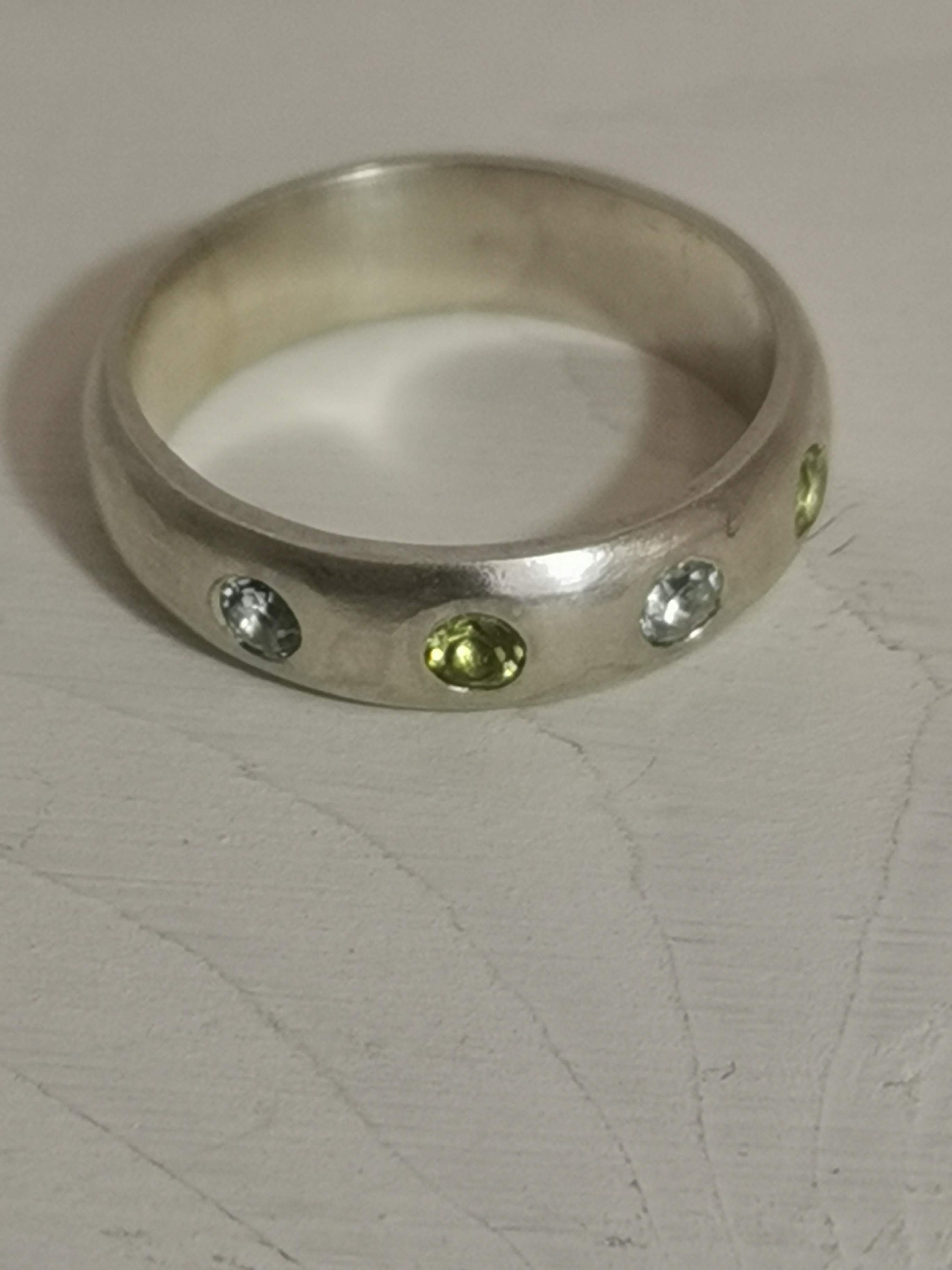 Handmade Silver Ring with Flush Set Semi Precious Gemstones | Etsy