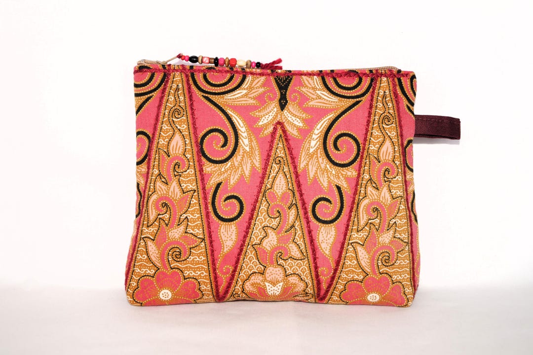 Indonesian Batik Floral Cosmetic Bag, Colorful Bohemian Cosmetic Bag ...