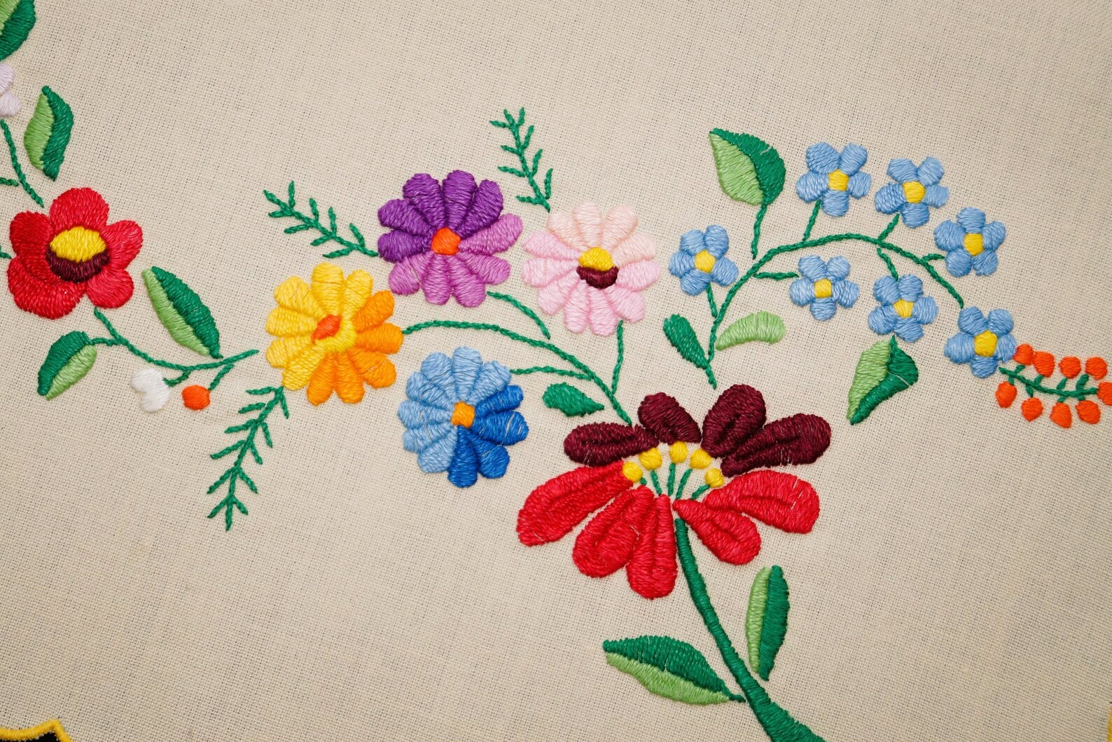 Hungarian Kalocsa Tablecloth 55/ 54 Cm, Hand Embroidered Home ...