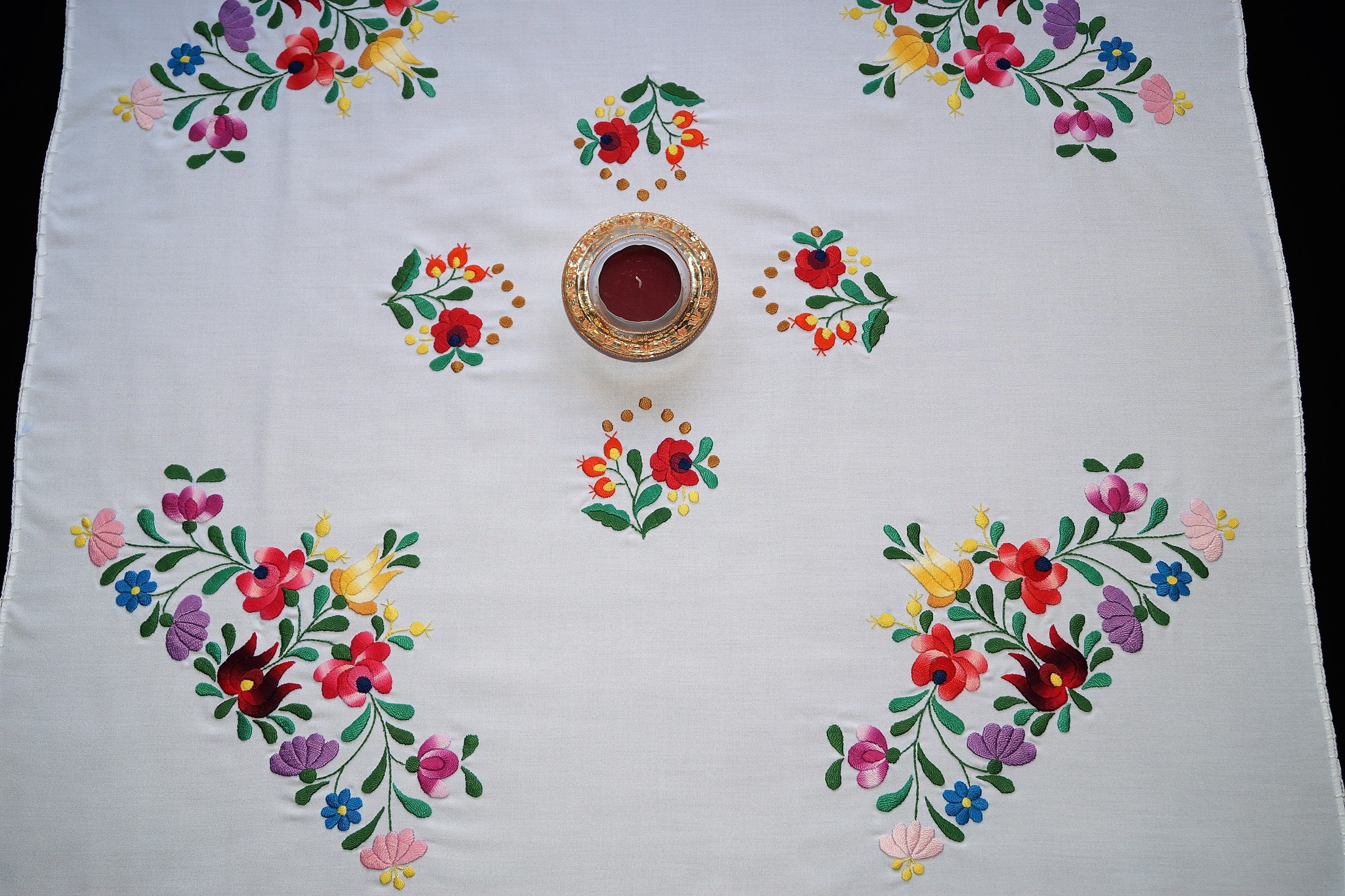 Hungarian Matyo Tablecloth 92.5/ 90 Cm Hand Embroidered Home - Etsy