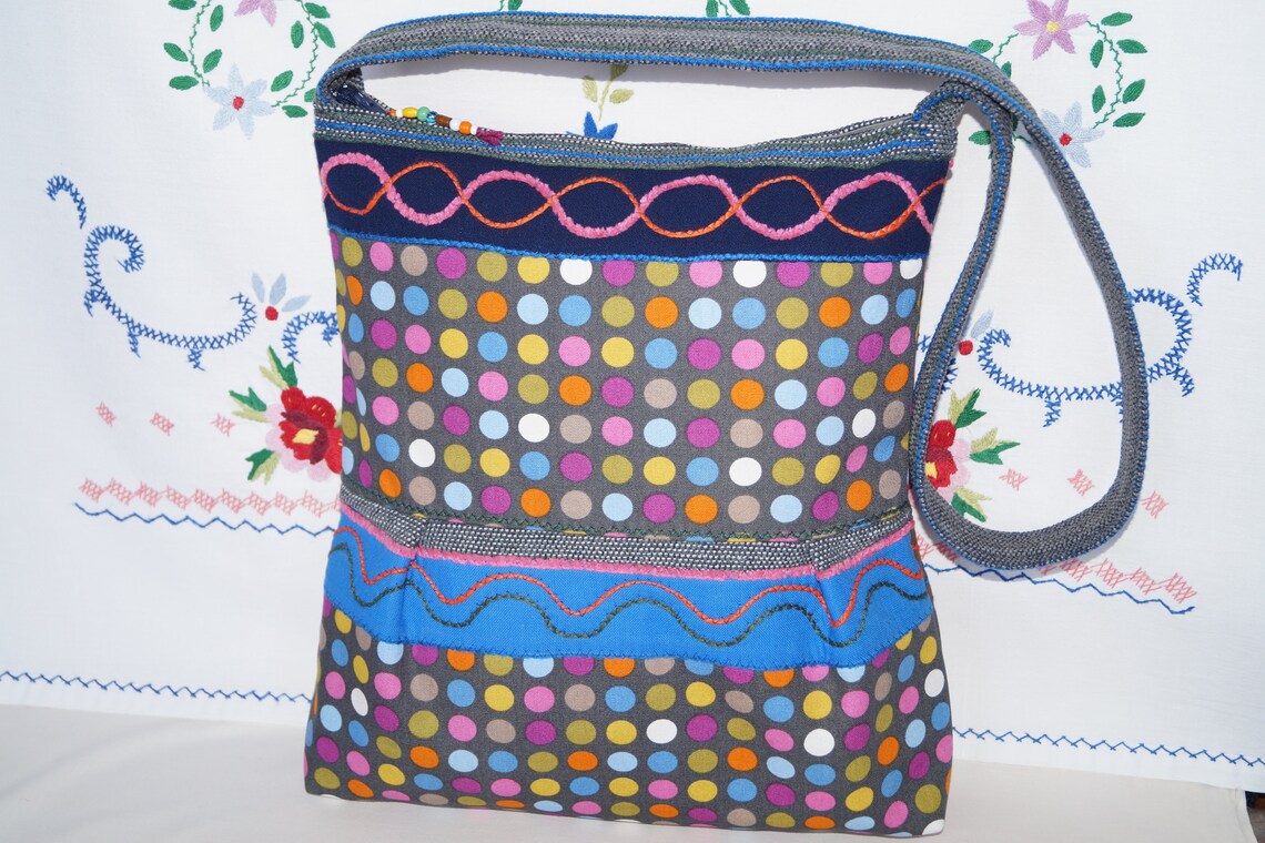 Polka Dot Bag Colorful Tote Bag Bohemian Bag Printed Bag - Etsy