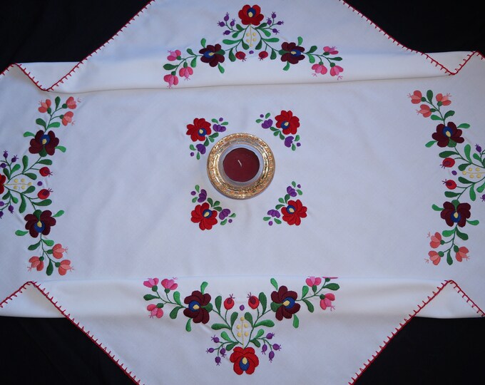Hungarian Matyo Tablecloth 90/ 87 Cm Hand Embroidered Home - Etsy