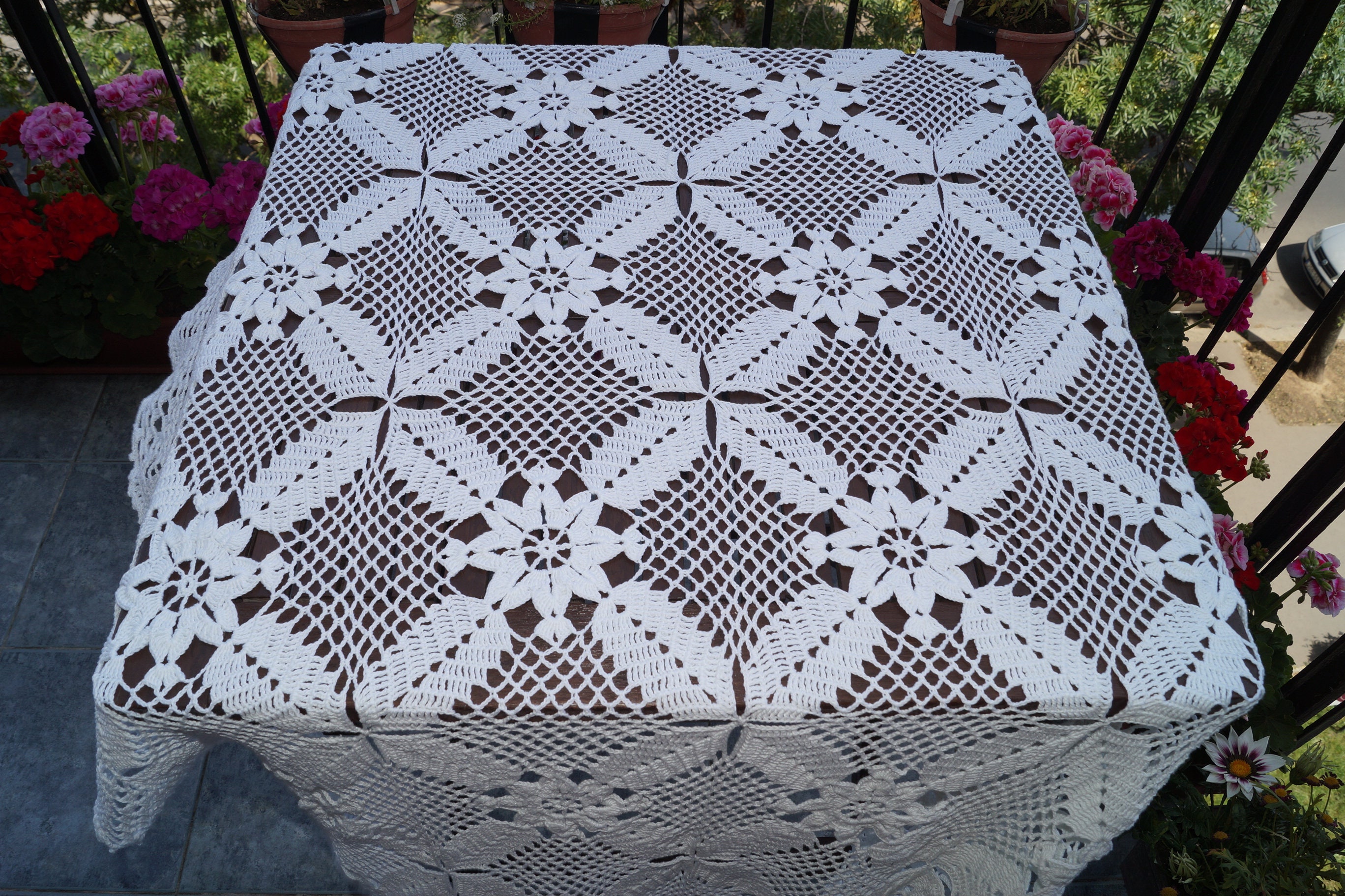 White Crochet Rectangle Tablecloth 145 Cm./ 90 Cm. Table - Etsy