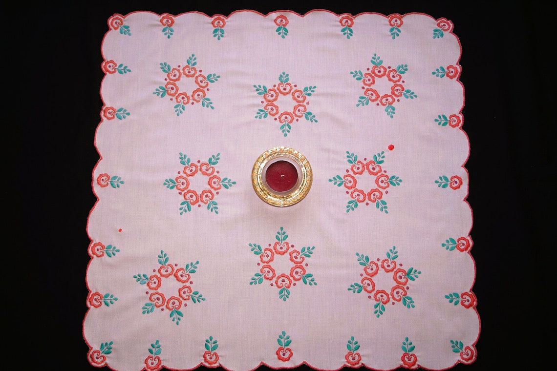 Hungarian Vintage Tablecloth 69/69 Cm, Hand Embroidered Floral Home ...
