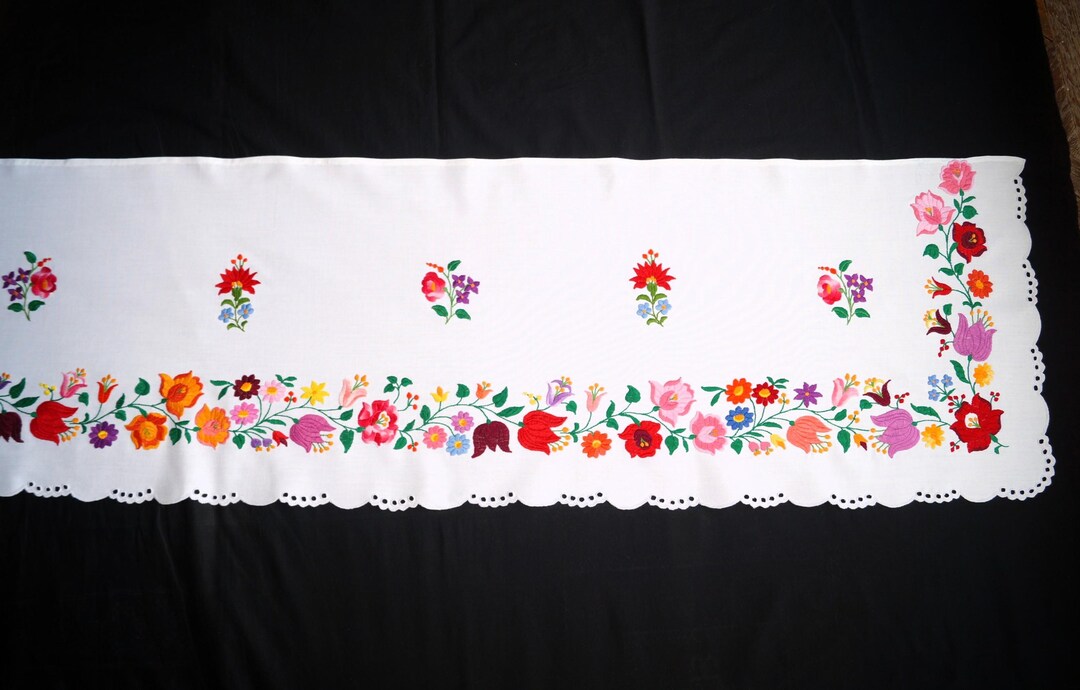 MASTERPIECE Hungarian Long Vintage Curtain 198/ 43 Cm, Hand Embroidered ...