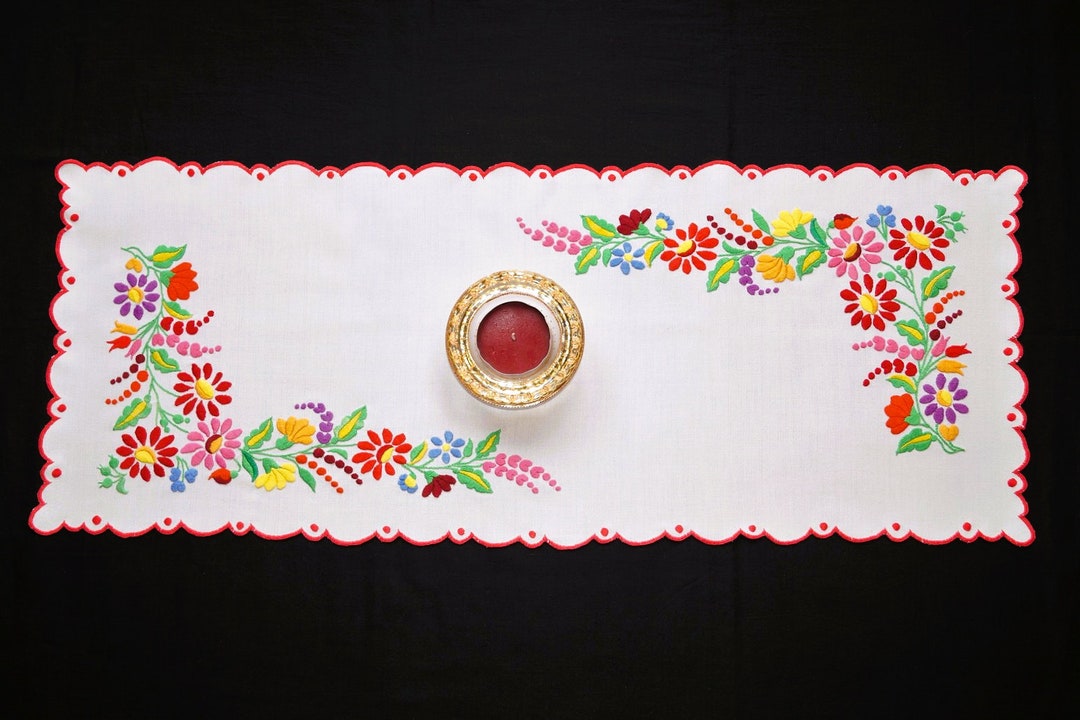 Hungarian Floral Table Runner 80/31.5 Cm, Hand Embroidered Home ...