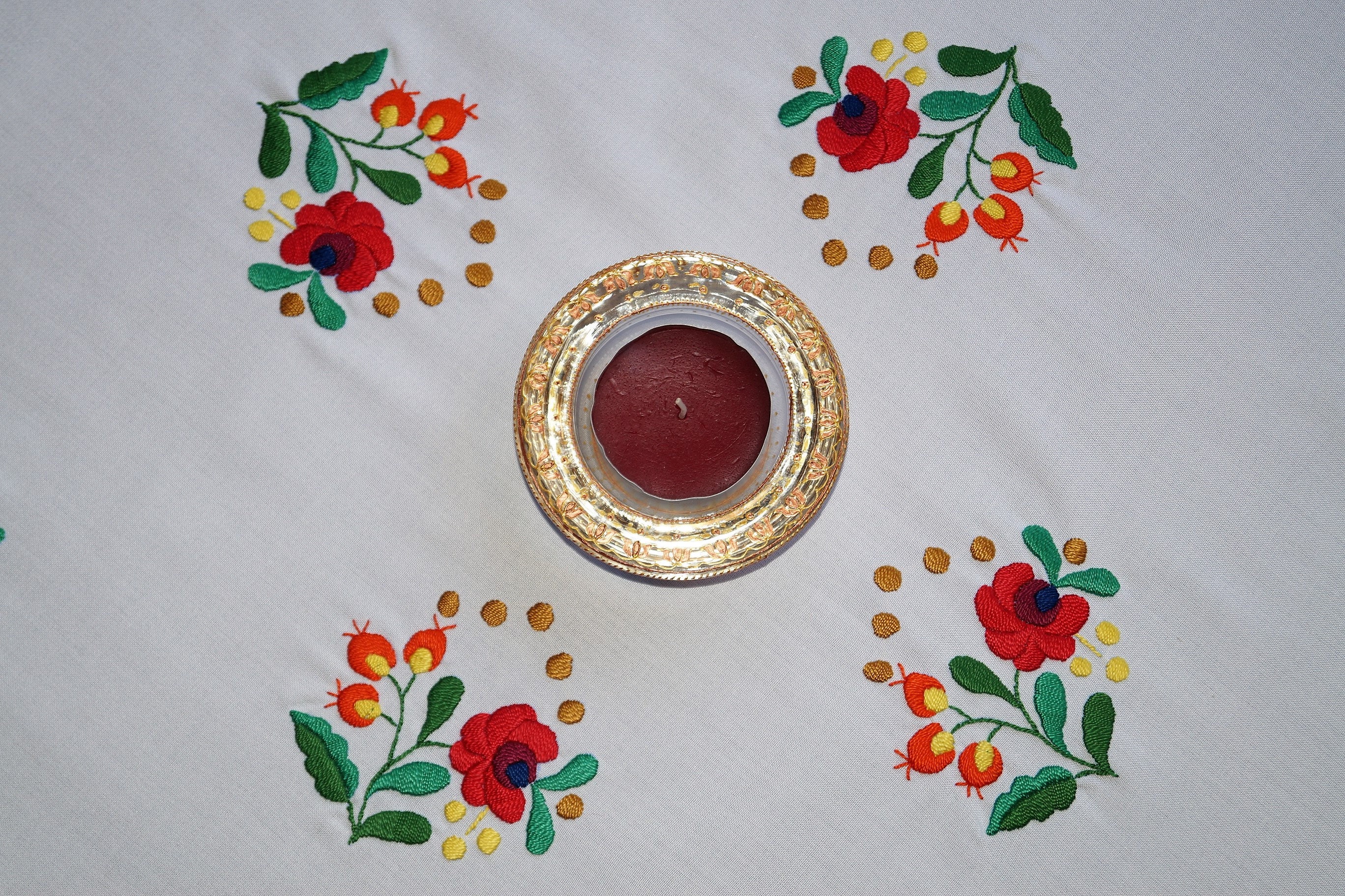 Hungarian Matyo Tablecloth 92.5/ 90 Cm Hand Embroidered Home - Etsy