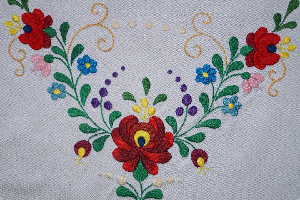 Hungarian Matyo Tablecloth 92/ 90 Cm Hand Embroidered Home - Etsy