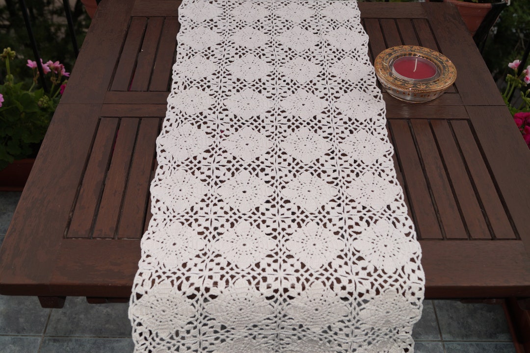 White Crochet Table Runner 80/ 30 Cm. Table Decor Handmade - Etsy Australia