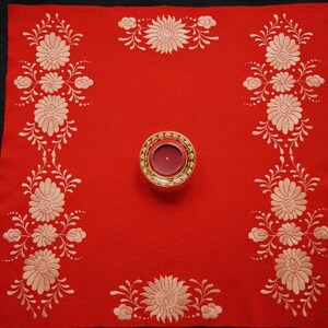Hungarian Red Matyo Tablecloth 67.5/65.5 Cm. Hand Embroidered - Etsy